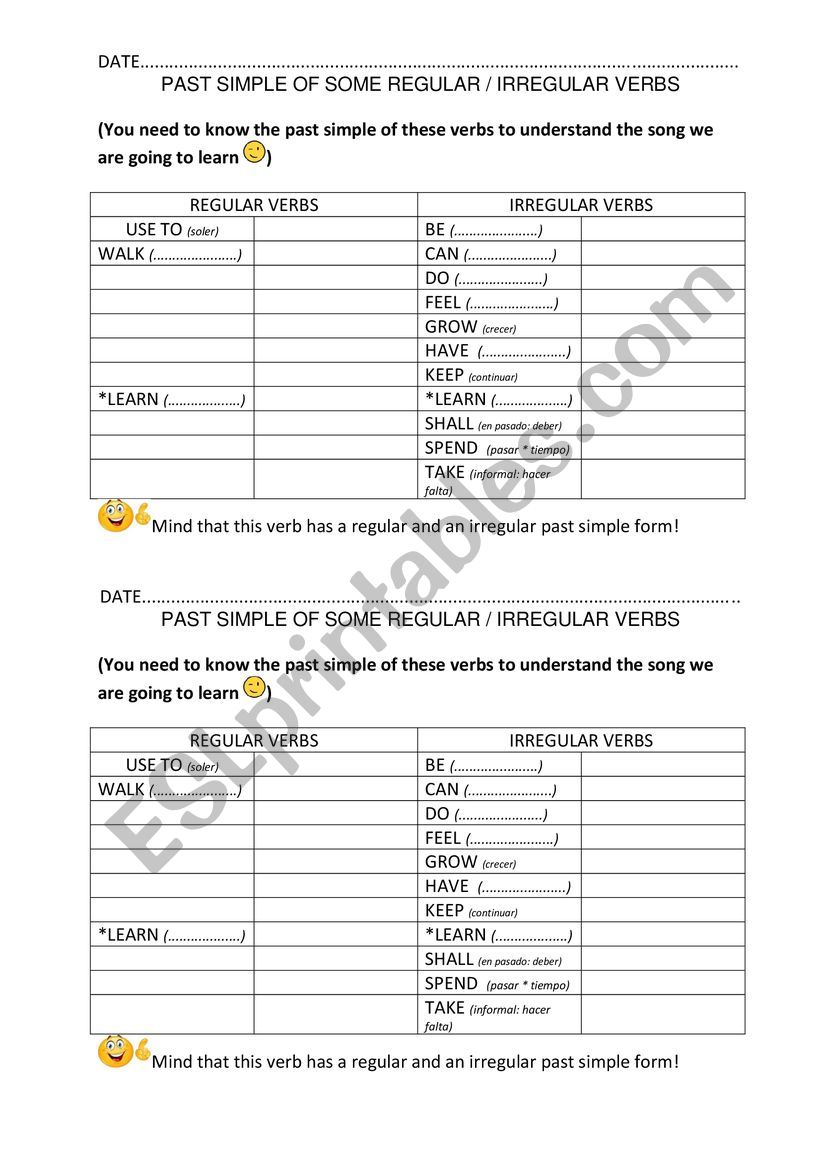 Song Worksheet I Will Survive Past Simple Verbs