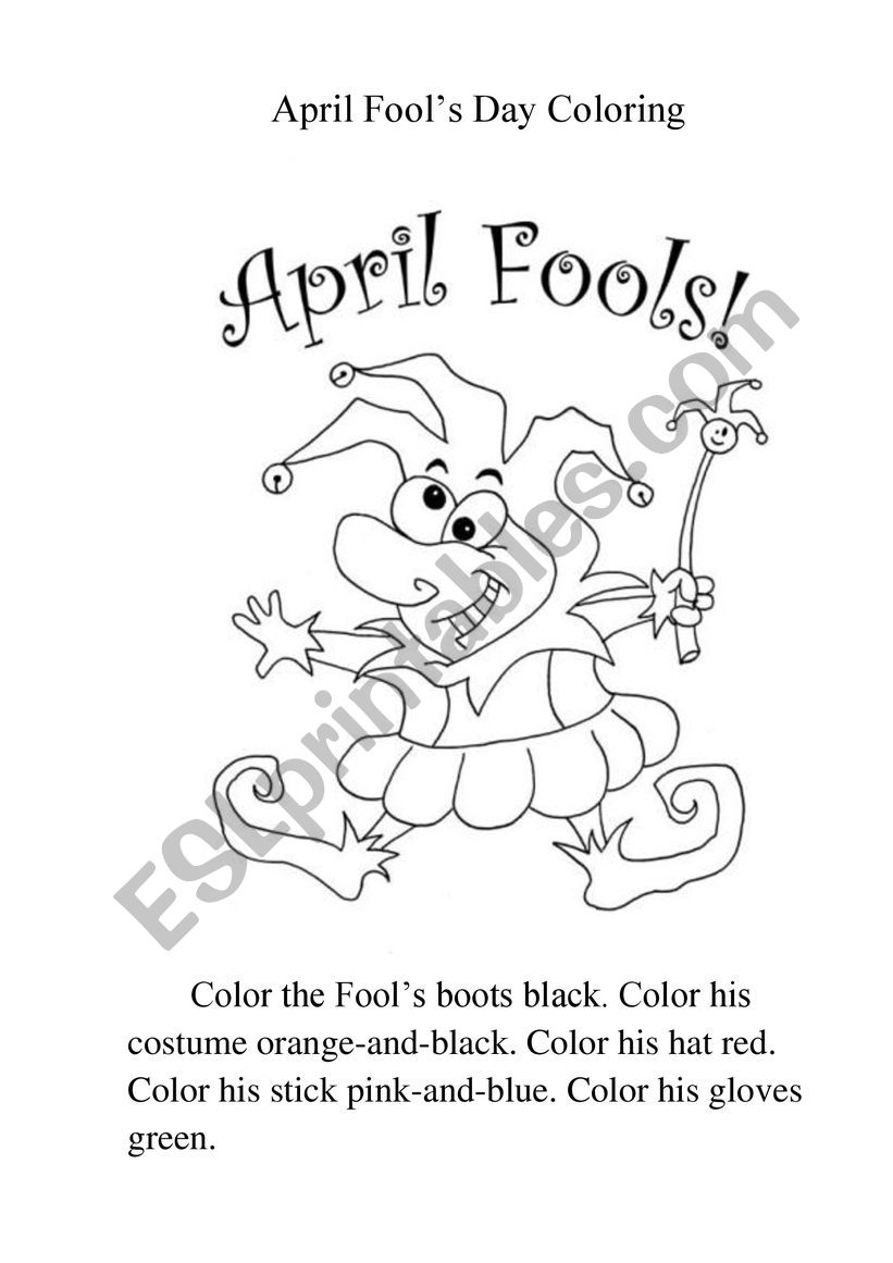 April Fool’s Day Coloring - ESL worksheet by Alina Viktorovna