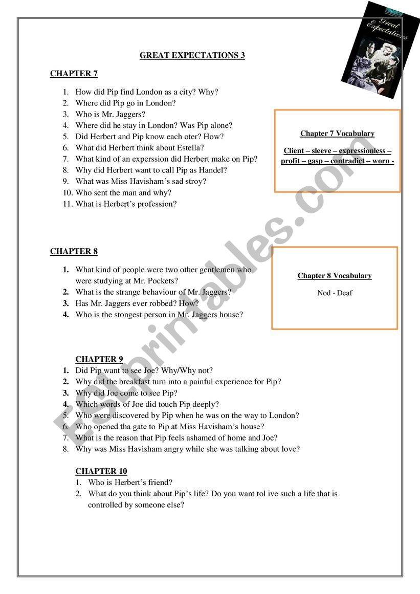 Great Expectations Stage 5 Oxford Chapter 7-8-9-10Questions - ESL ... Great Expectations Stage 5 Oxford Chapter 7-8-9-10Questions - ESL ...