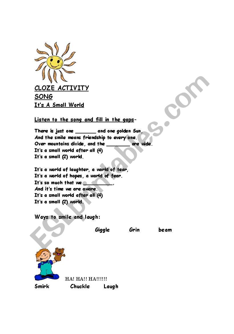 English worksheets: IT´S A SMALL WORLD!!!