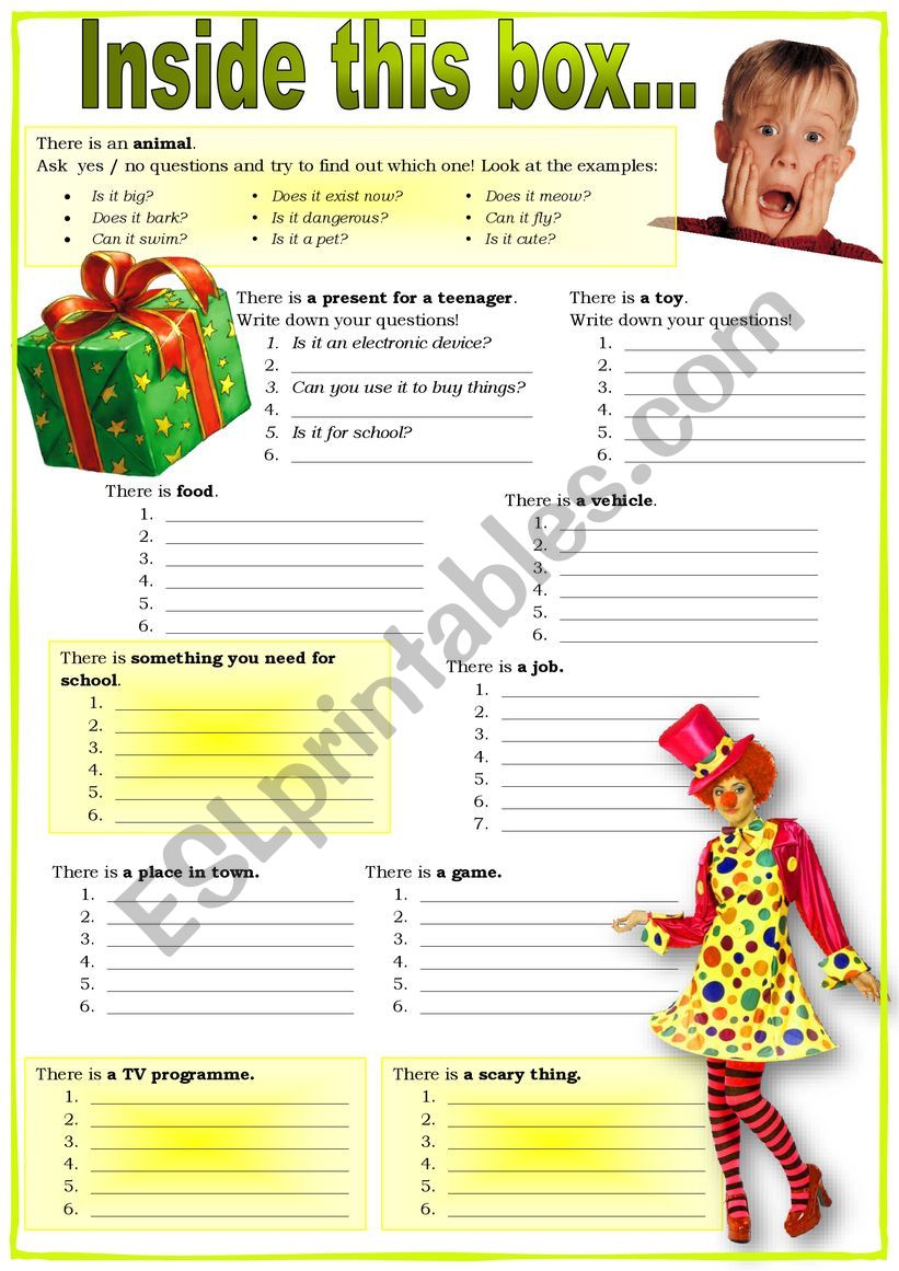 GUESSING GAME: What´s in the box? - ESL worksheet by pilarmham
