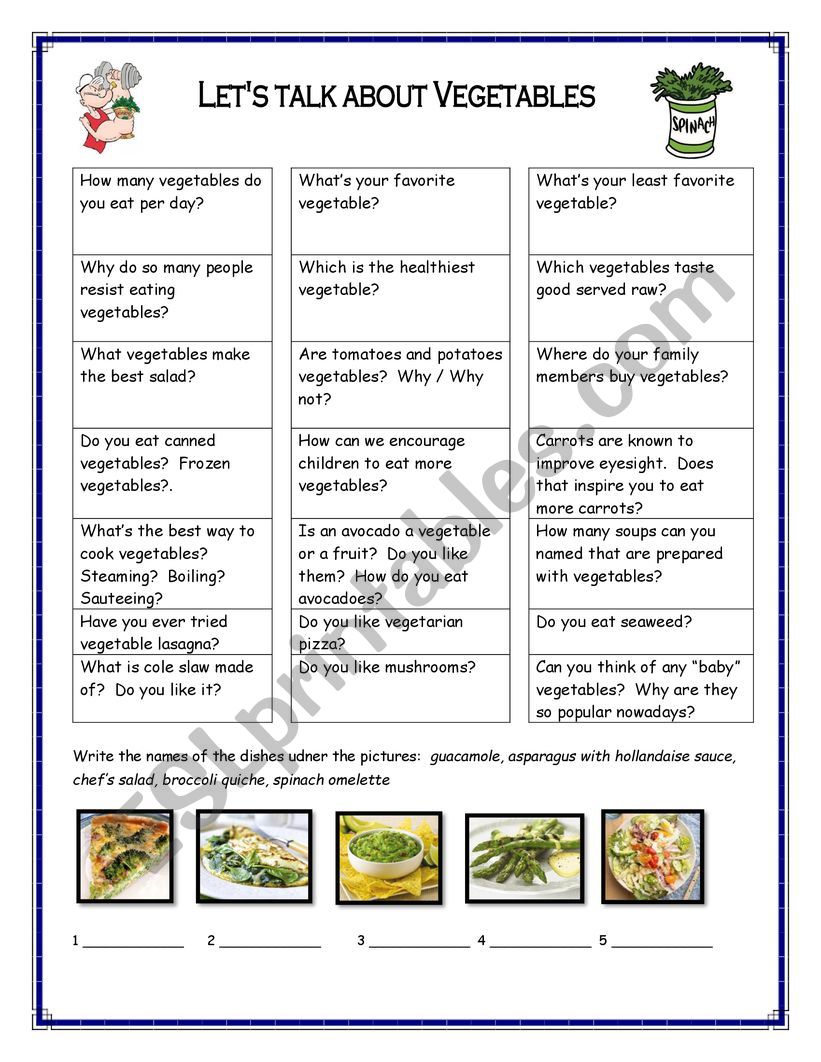 Let´s talk about Vegetables - ESL worksheet by EstherLee76
