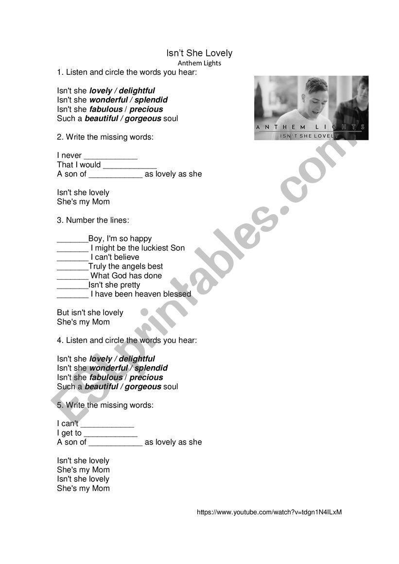 Mother S Day Song Esl Worksheet By Daybacelar