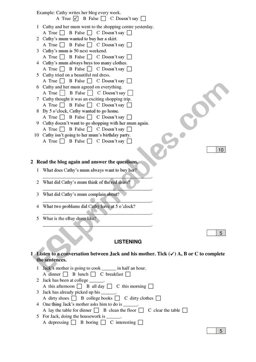English File Preintermediate Test 1 Worksheet Test Unit 1 New English