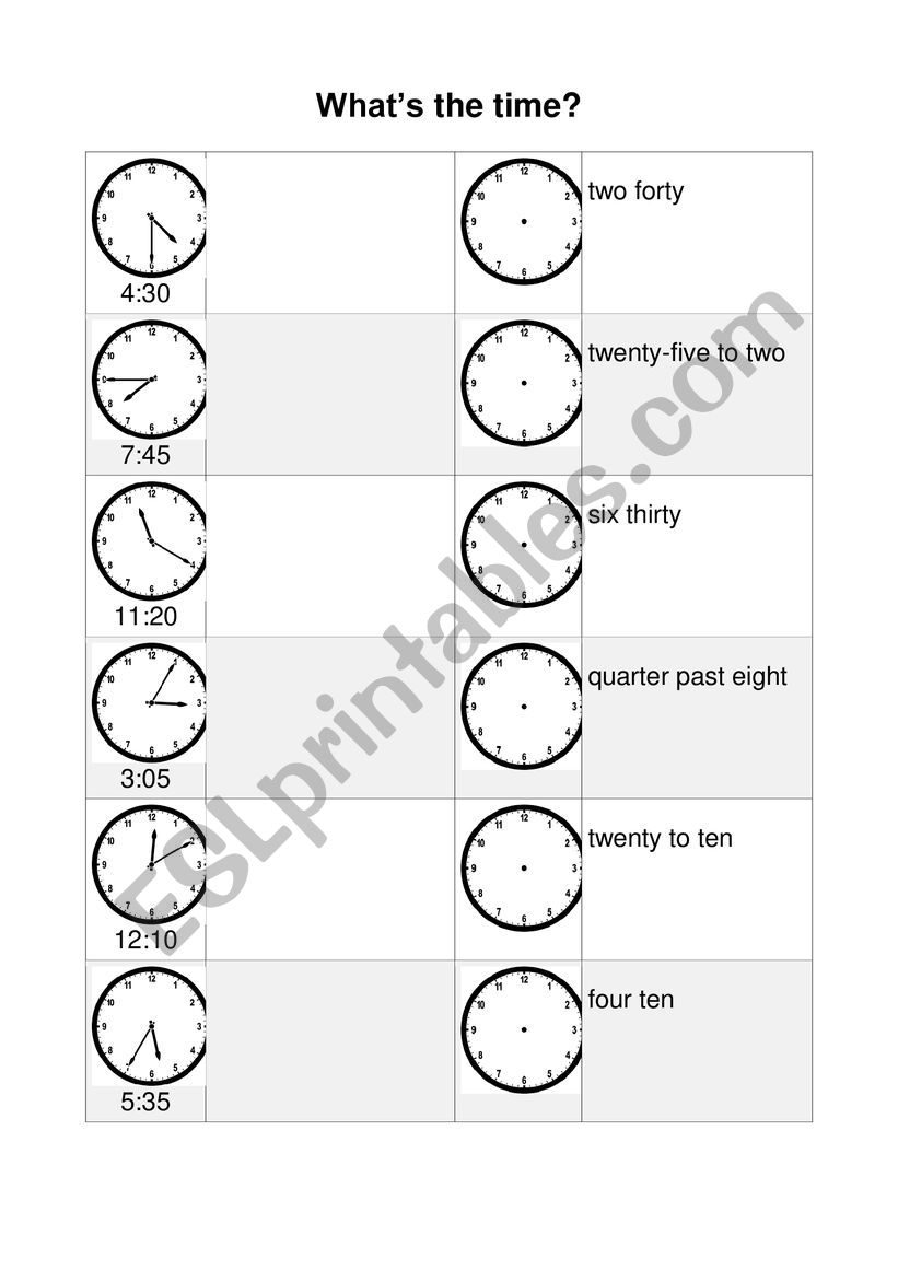 What´s the time? - ESL worksheet by SophieF