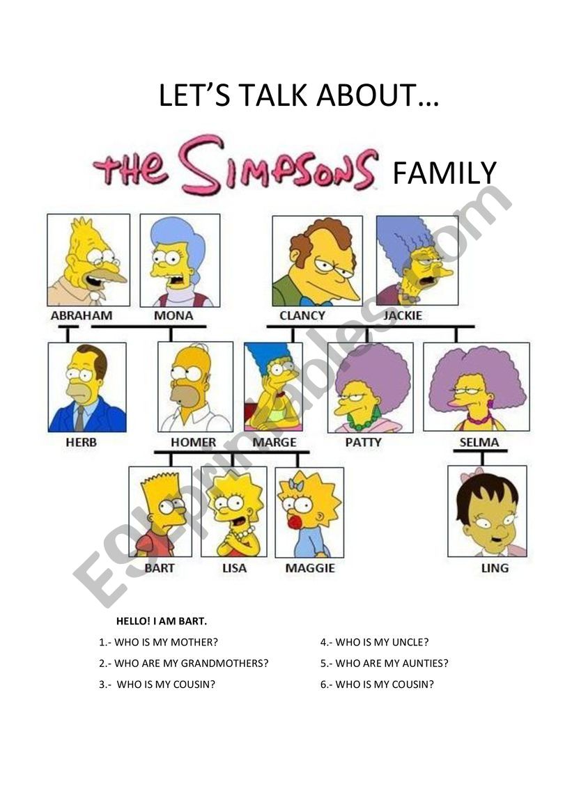 let´s talk about the Simpson family - ESL worksheet by agarc393