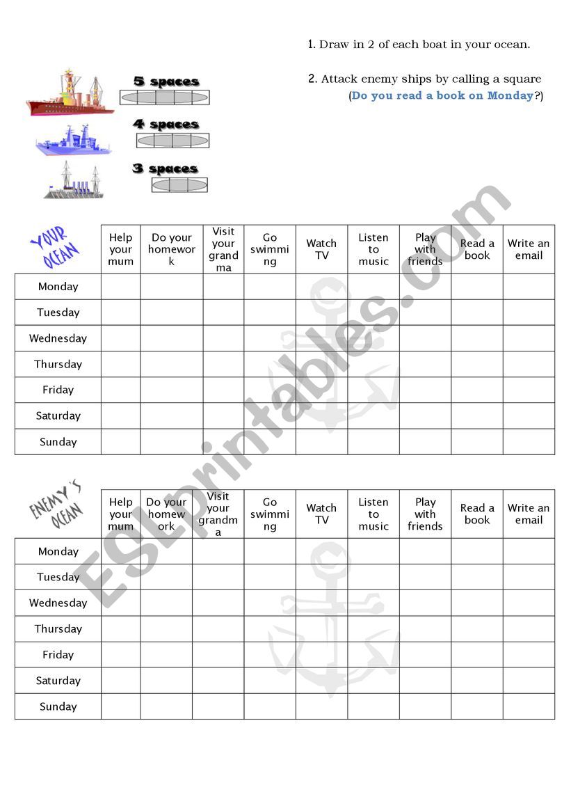 Battleship present simple - ESL worksheet by Angieee Battleship present simple - ESL worksheet by Angieee