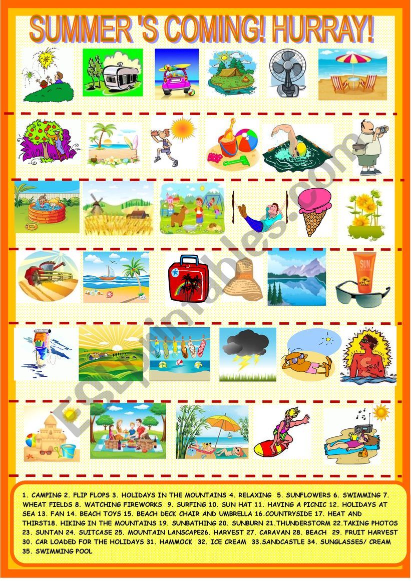 Summer´s coming! - ESL worksheet by spied-d-aignel