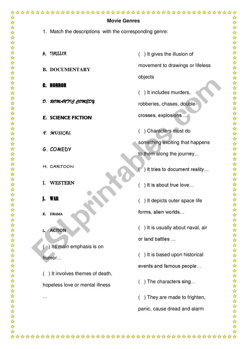 What´s Your Favorite Type of Movie? - ESL worksheet by Patzilio