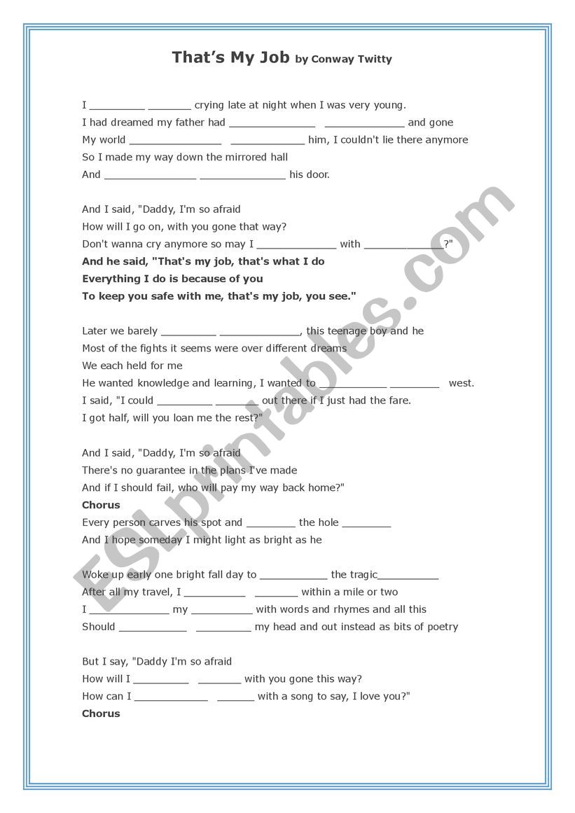 That´s My Job by Conway Twitter (for Father´s Day) - ESL worksheet by ...