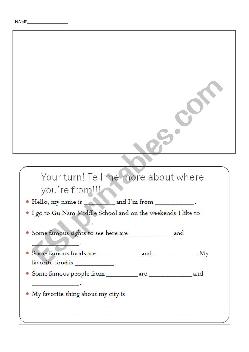 Where I´m From - ESL worksheet by kandicejph