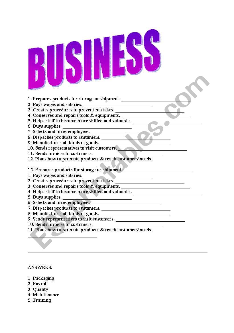 BUSÝNESS VOCABULARY - ESL worksheet by worlds_diamond