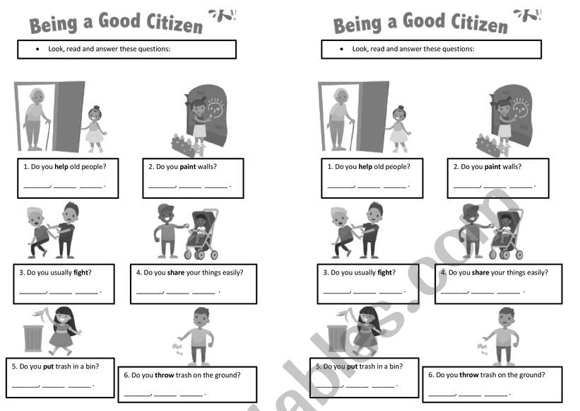 Free Citizenship Worksheets Printables