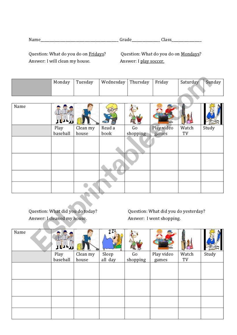 worksheet days of the week - ESL worksheet by island boy