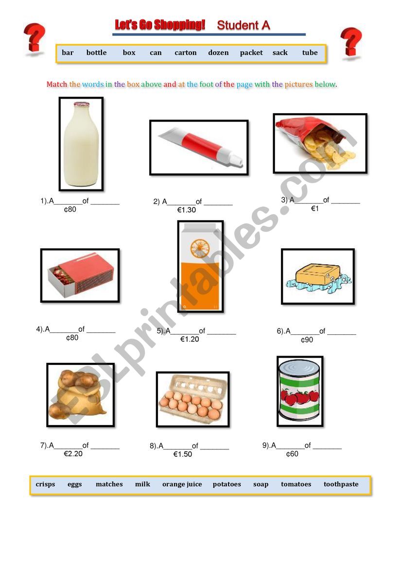 Let´s Go Shopping - ESL worksheet by spinney