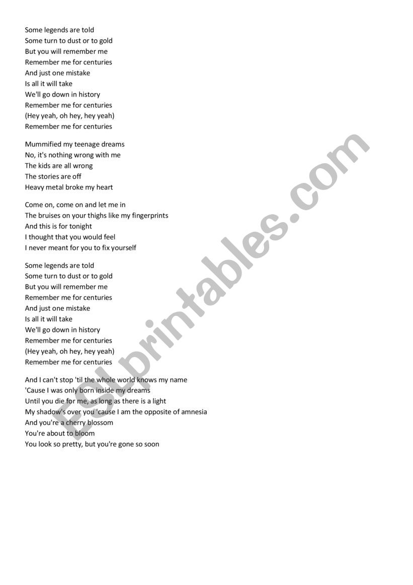 Fall Out Boy Centuries Lyrics