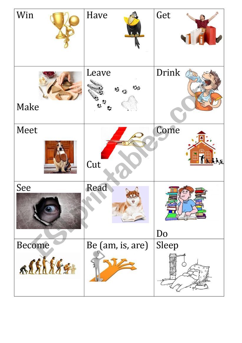 Irregular verbs cards - memory game - ESL worksheet by ACEshool Irregular verbs cards - memory game - ESL worksheet by ACEshool