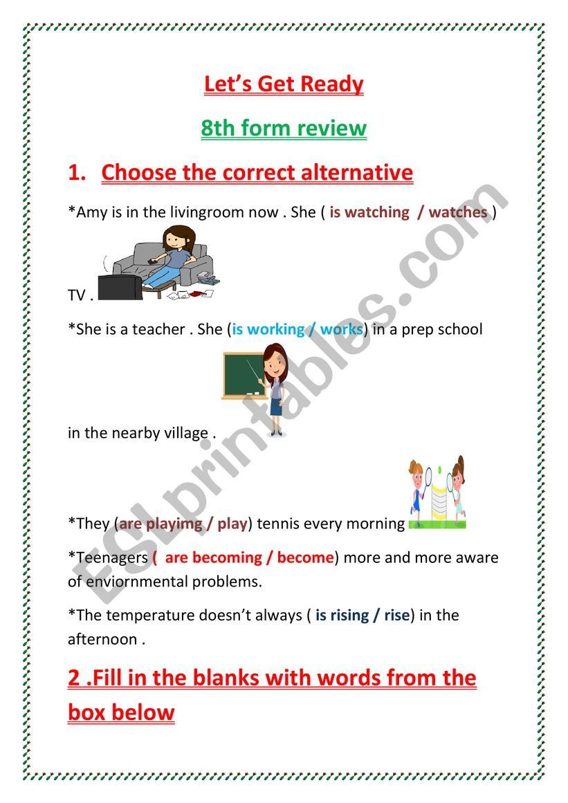 let´s review - ESL worksheet by mariouma1