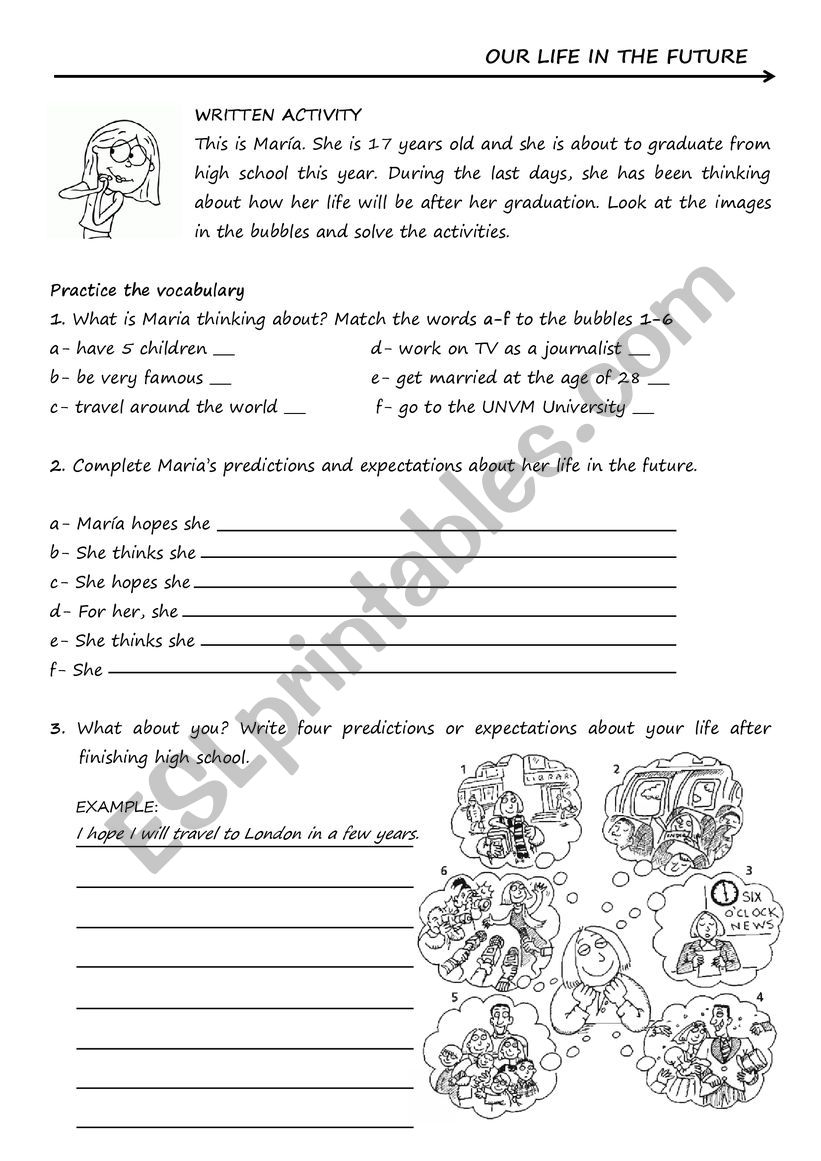PREDICTIONS PERSONAL LIFE WILL - WON´T - ESL worksheet by valenstefani