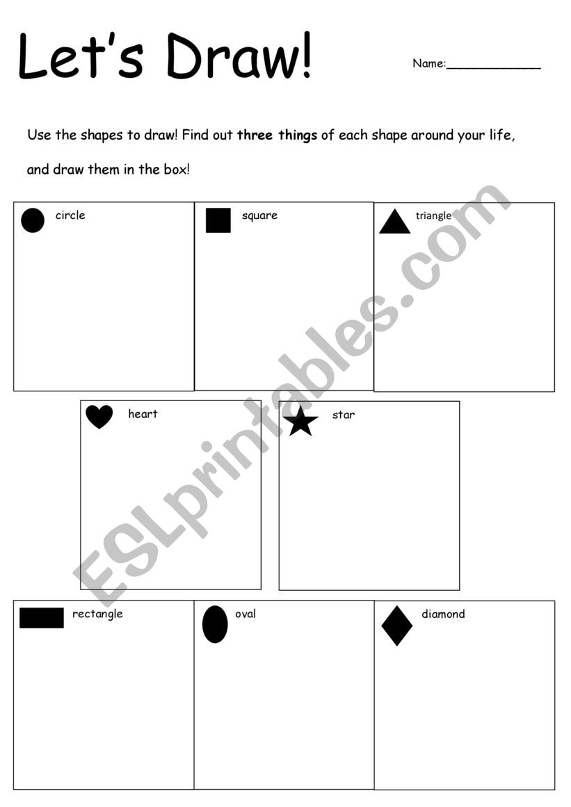 Let´s Draw about Shapes! - ESL worksheet by gaby0215