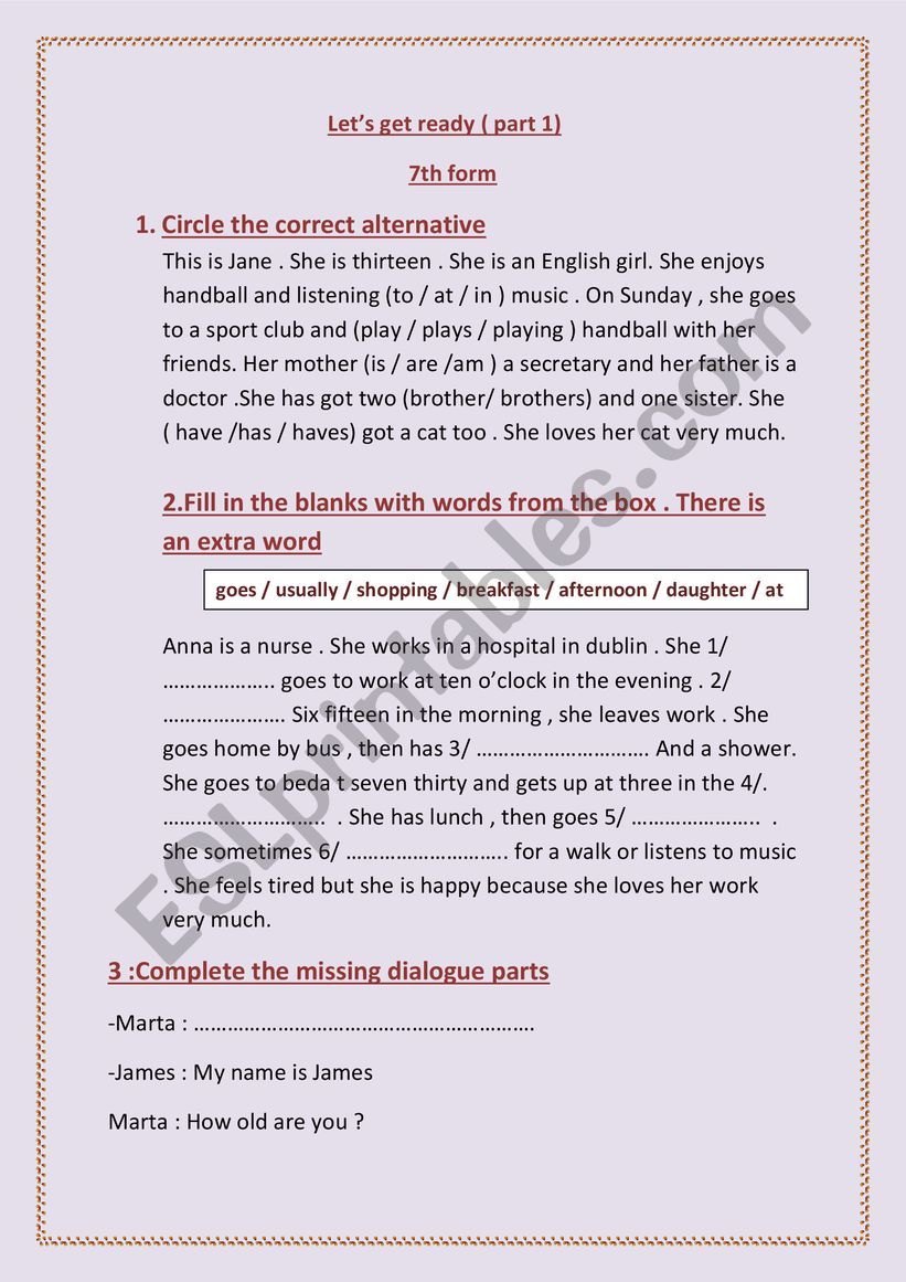 let´s review 7th form - ESL worksheet by mariouma1