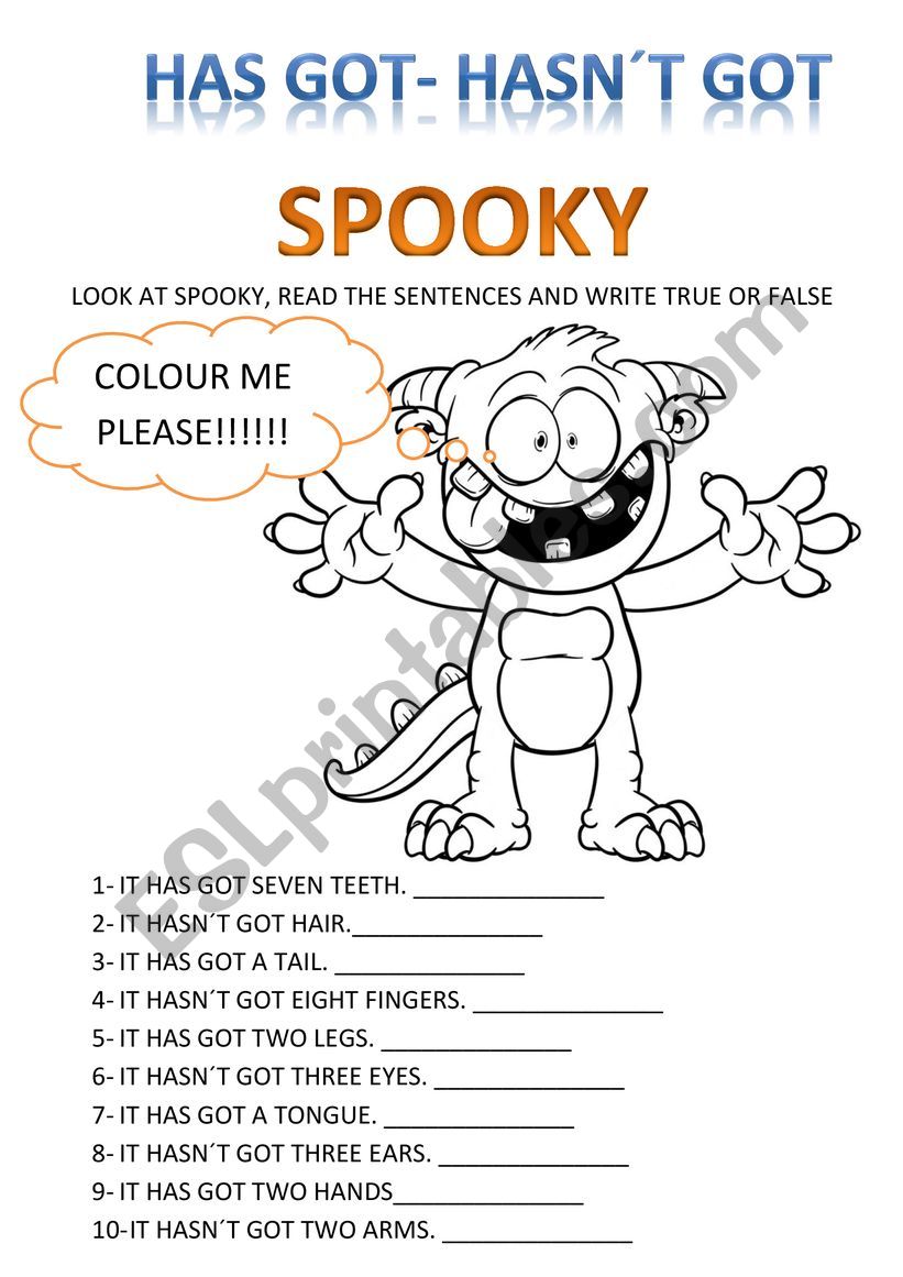 HAS GOT-HASN´T GOT - ESL worksheet by Adriro824