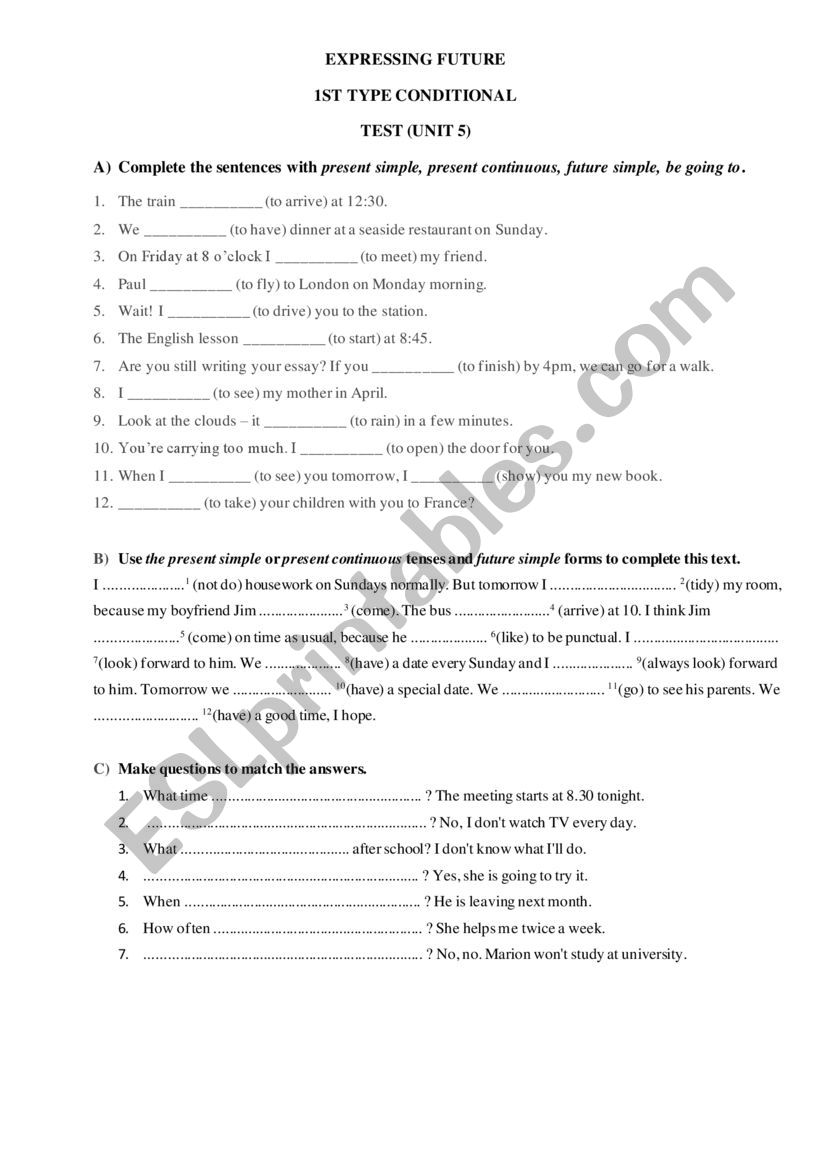 Conditional Type 1 - ESL worksheet by LacosteP