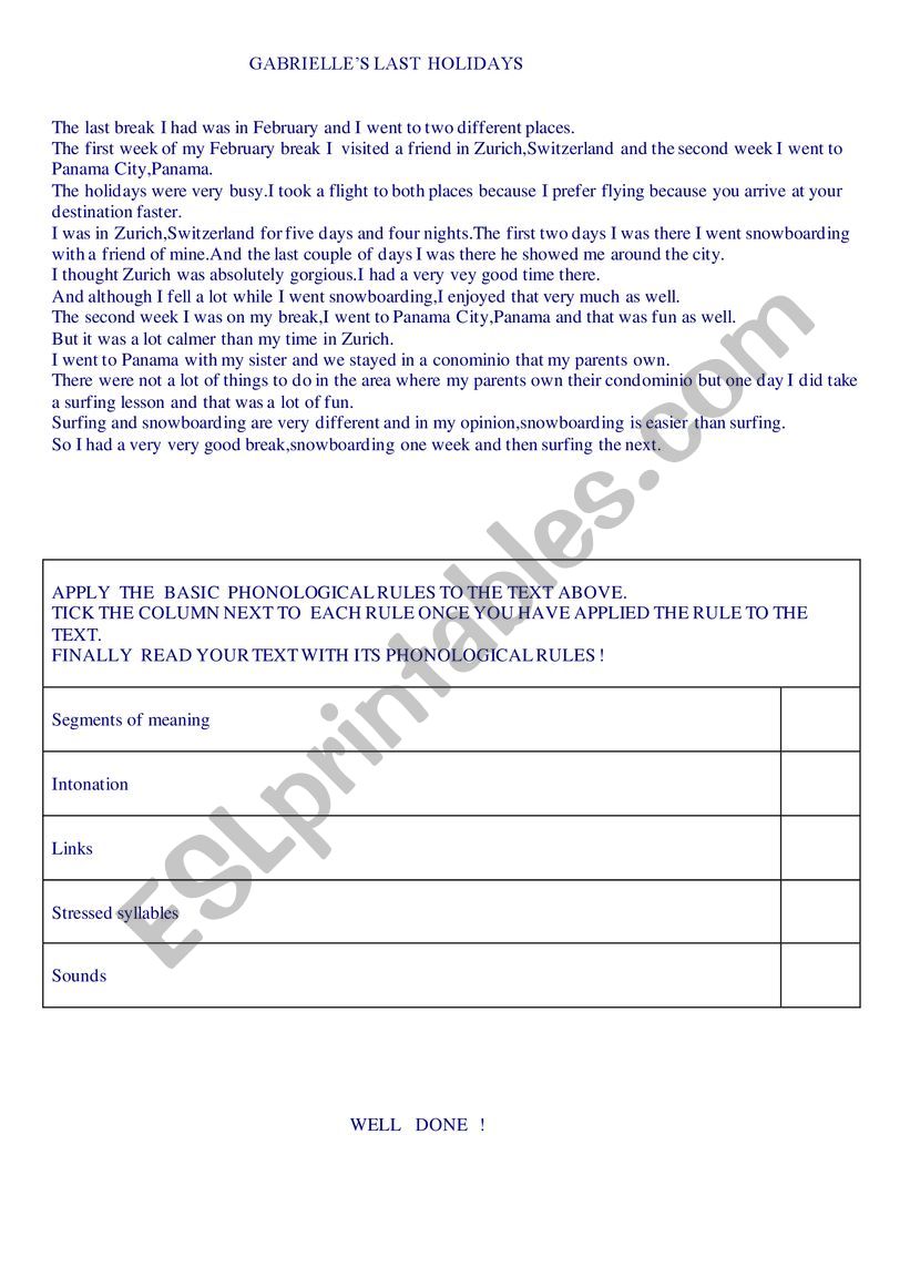 GABRIELLE´S LAST HOLIDAY ( SCRIPT) - ESL worksheet by MULLER