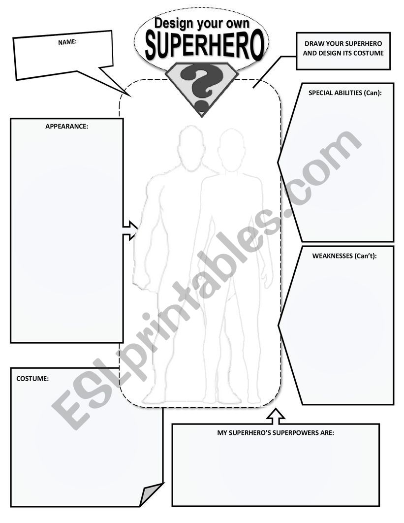 Create Your Own Superhero Worksheets