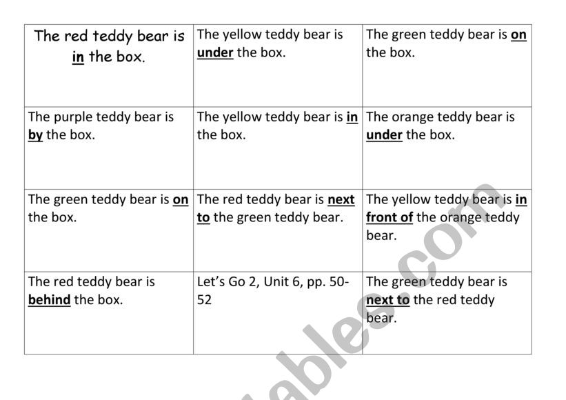Let´s Go 2, Unit 6, pp. 50-52 flash card - ESL worksheet by kscott832