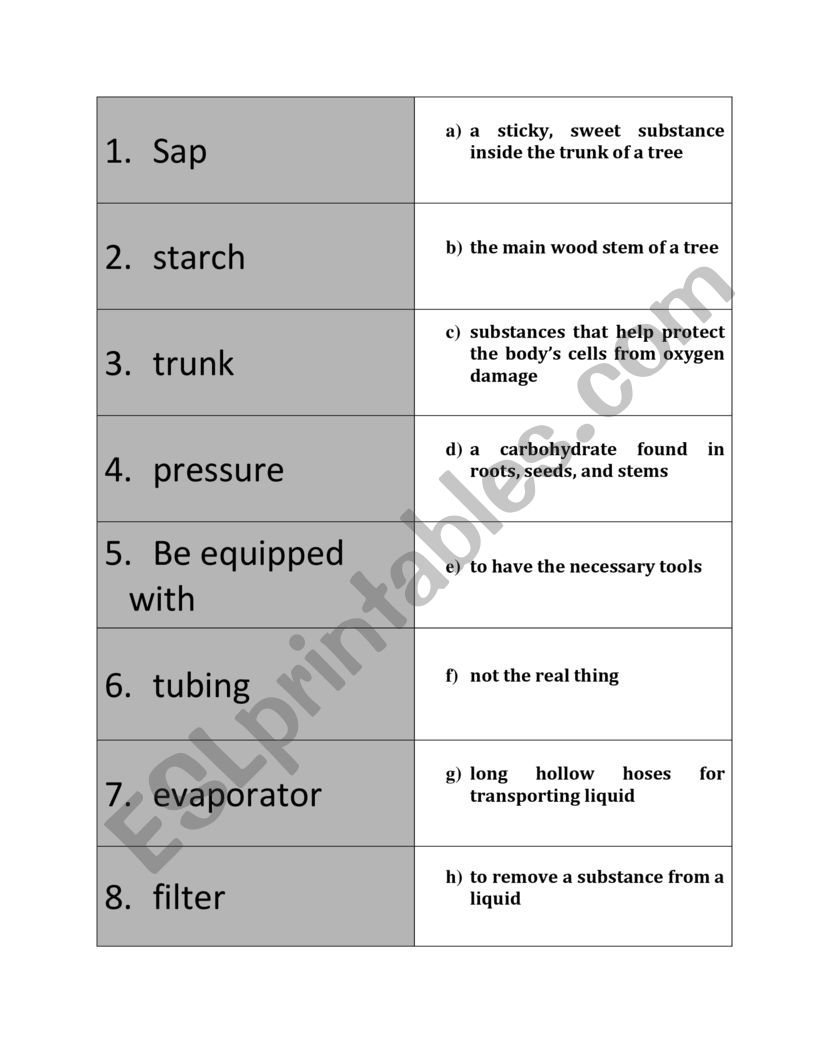 Maple syrup vocabulary - ESL worksheet by carol7612 Maple syrup vocabulary - ESL worksheet by carol7612