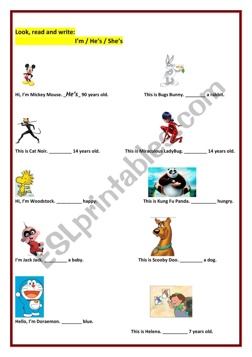 I´m, He´s, She´s - ESL worksheet by redsan4ever