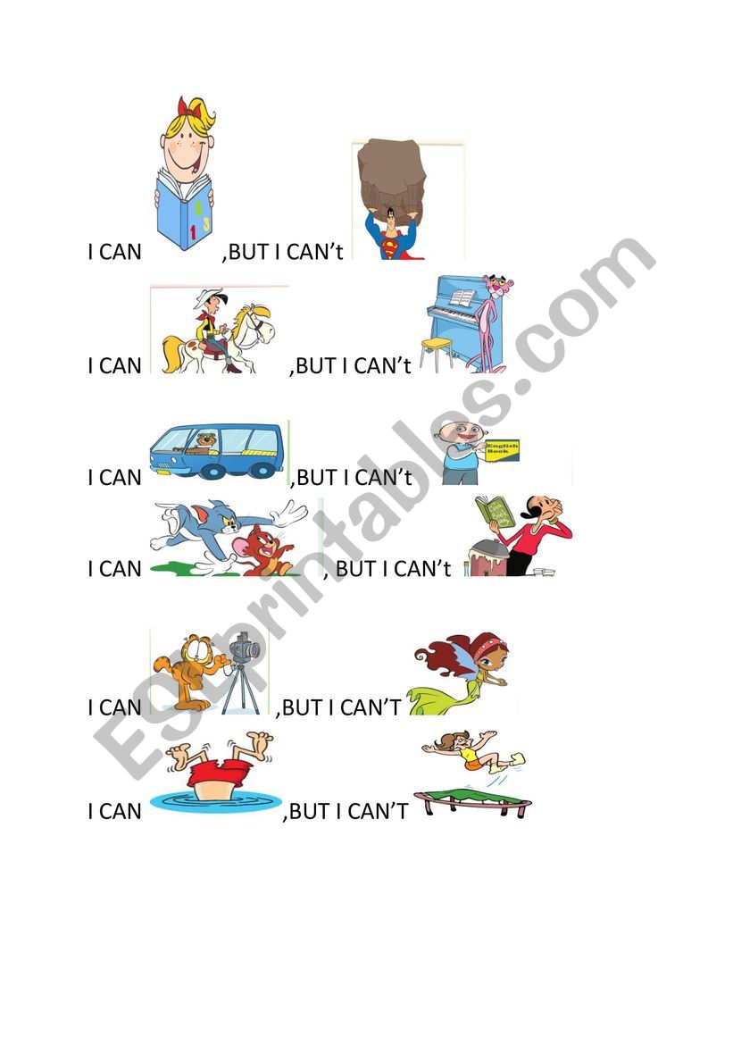 Can-Can´t Positive and Negative Sentences with But - ESL worksheet by ...