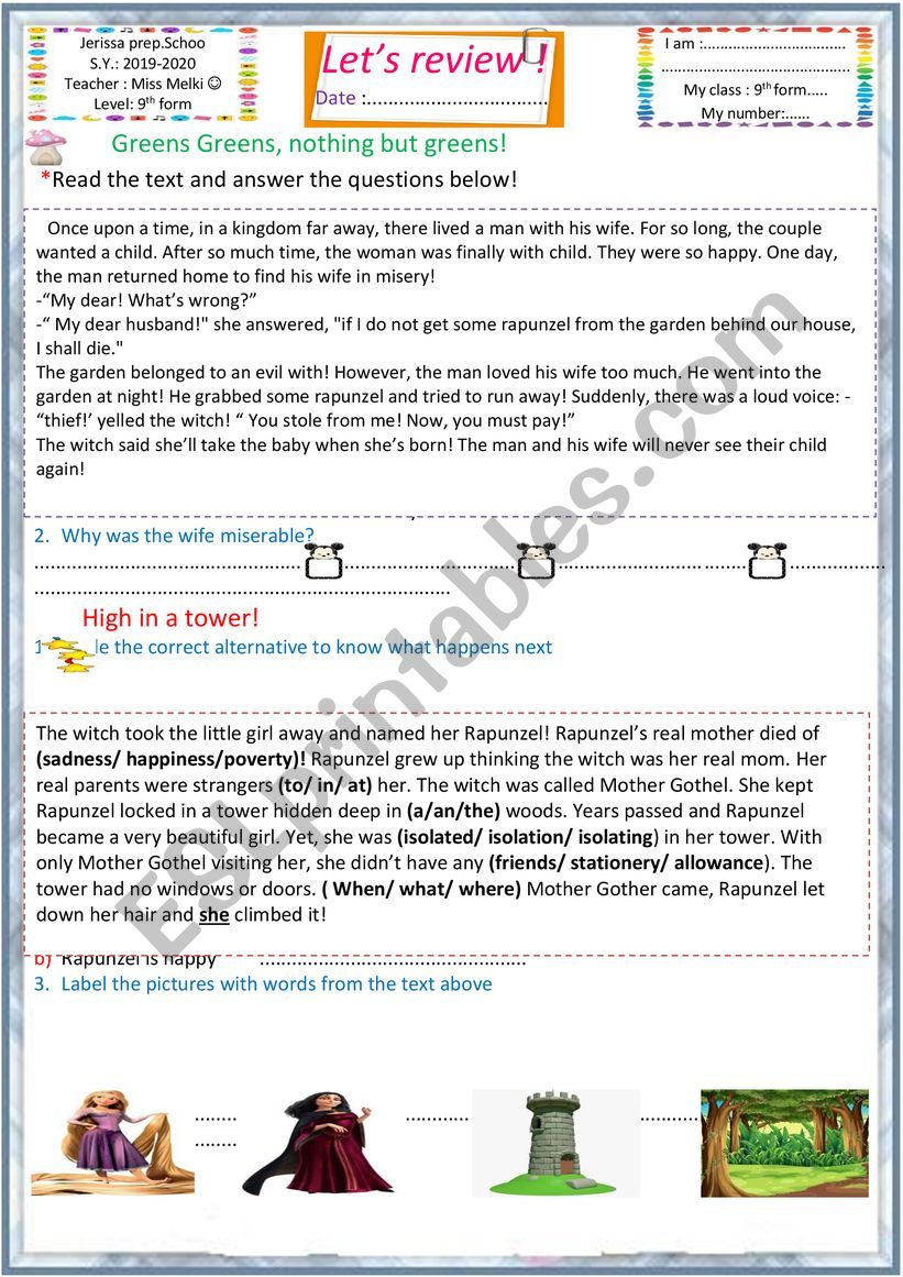 Let´s review 9th form - ESL worksheet by English-teacher 38