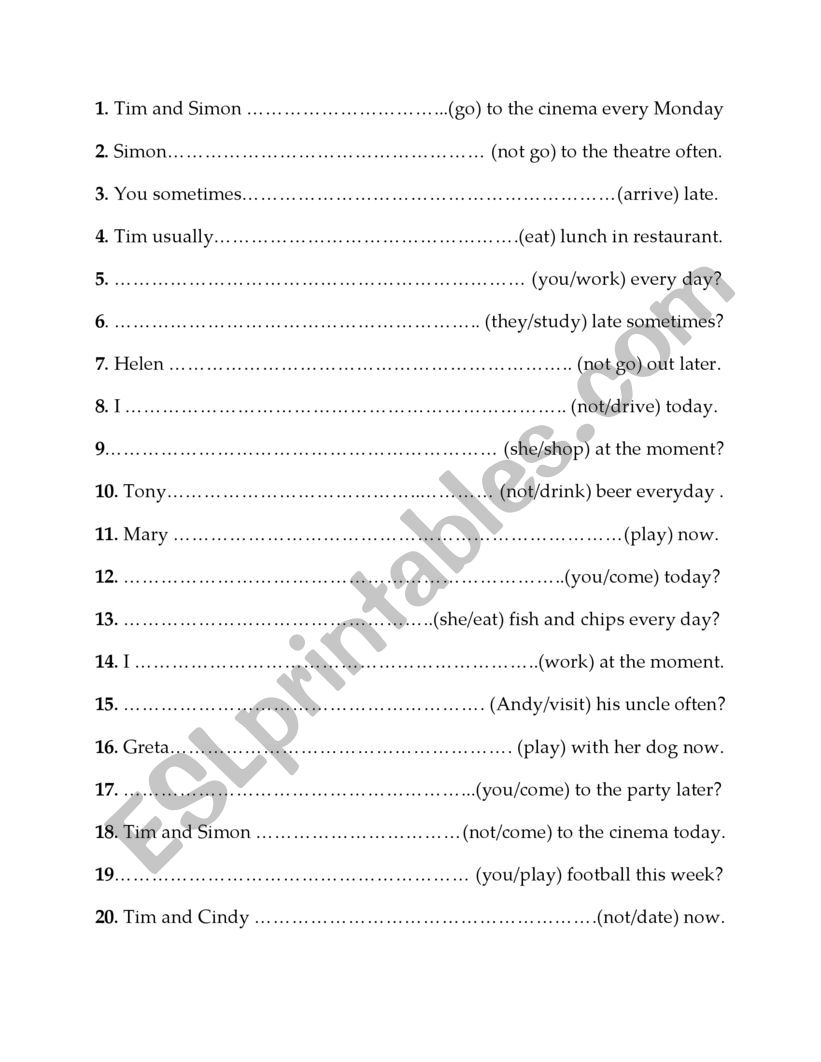 Present simple vs present continuous - ESL worksheet by Miranus