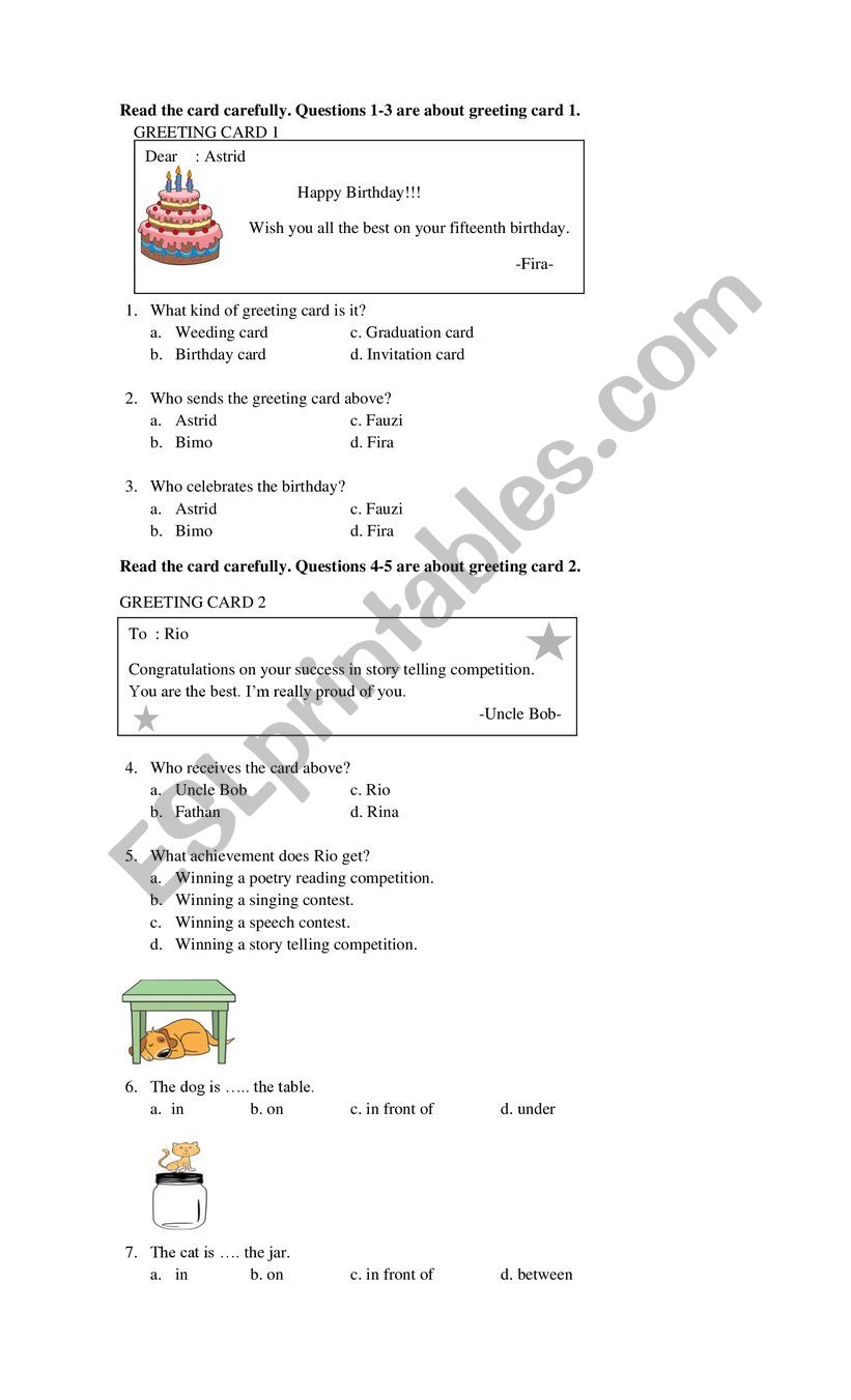 mid semester test - ESL worksheet by mommy12 mid semester test - ESL worksheet by mommy12