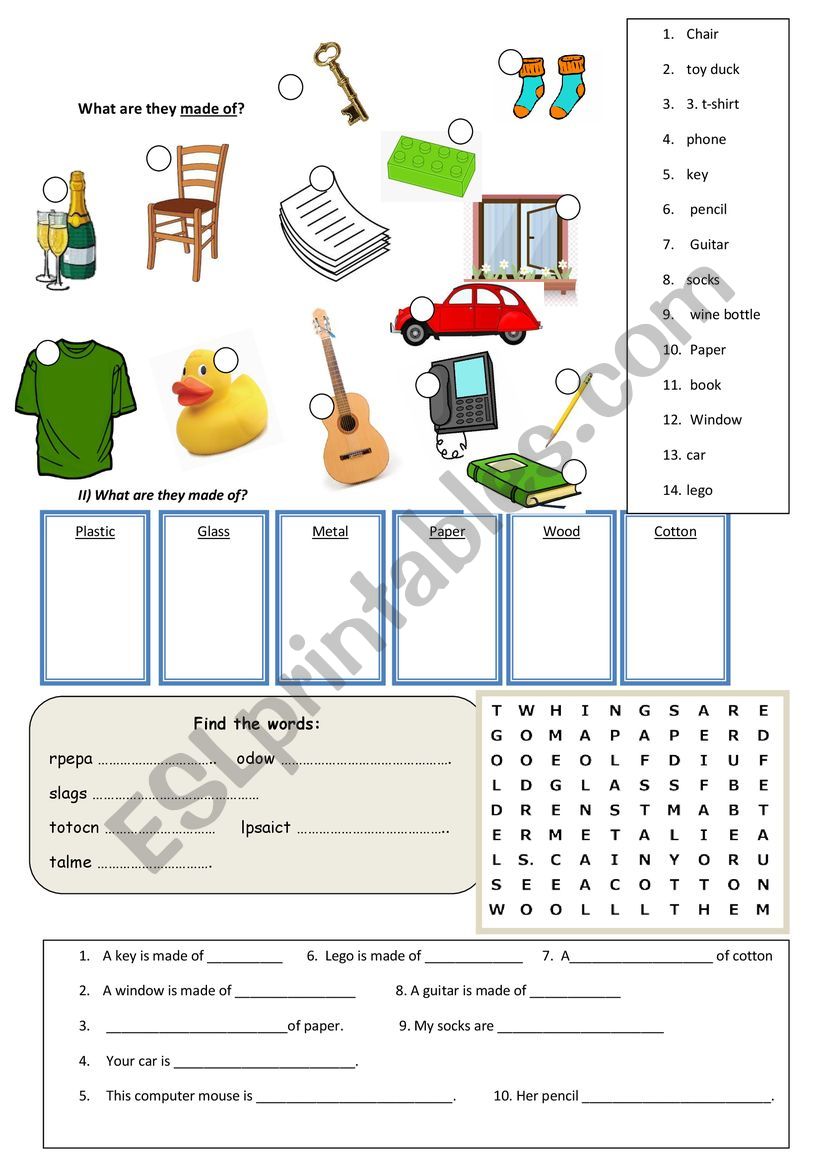 materials - what´s it made of? - ESL worksheet by joerothuk
