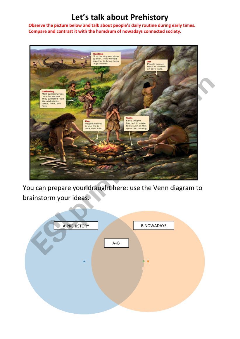 Let’s talk about Prehistory COMPARISON WORKSHEET - ESL worksheet by ...