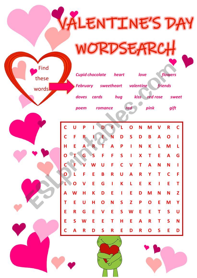 Valentine´s Day Wordsearch - ESL worksheet by Szilvi