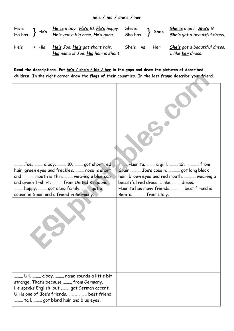 he´s his she´s her - ESL worksheet by Stan Kaminski