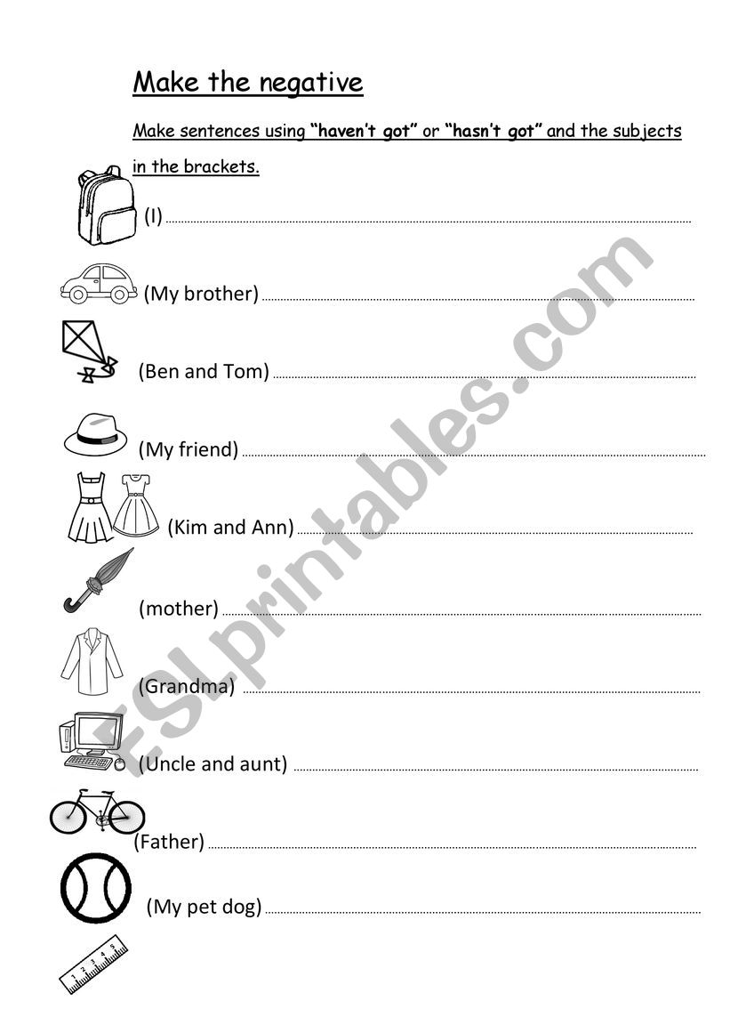haven´t got or hasn´t got - ESL worksheet by pushpaganegoda