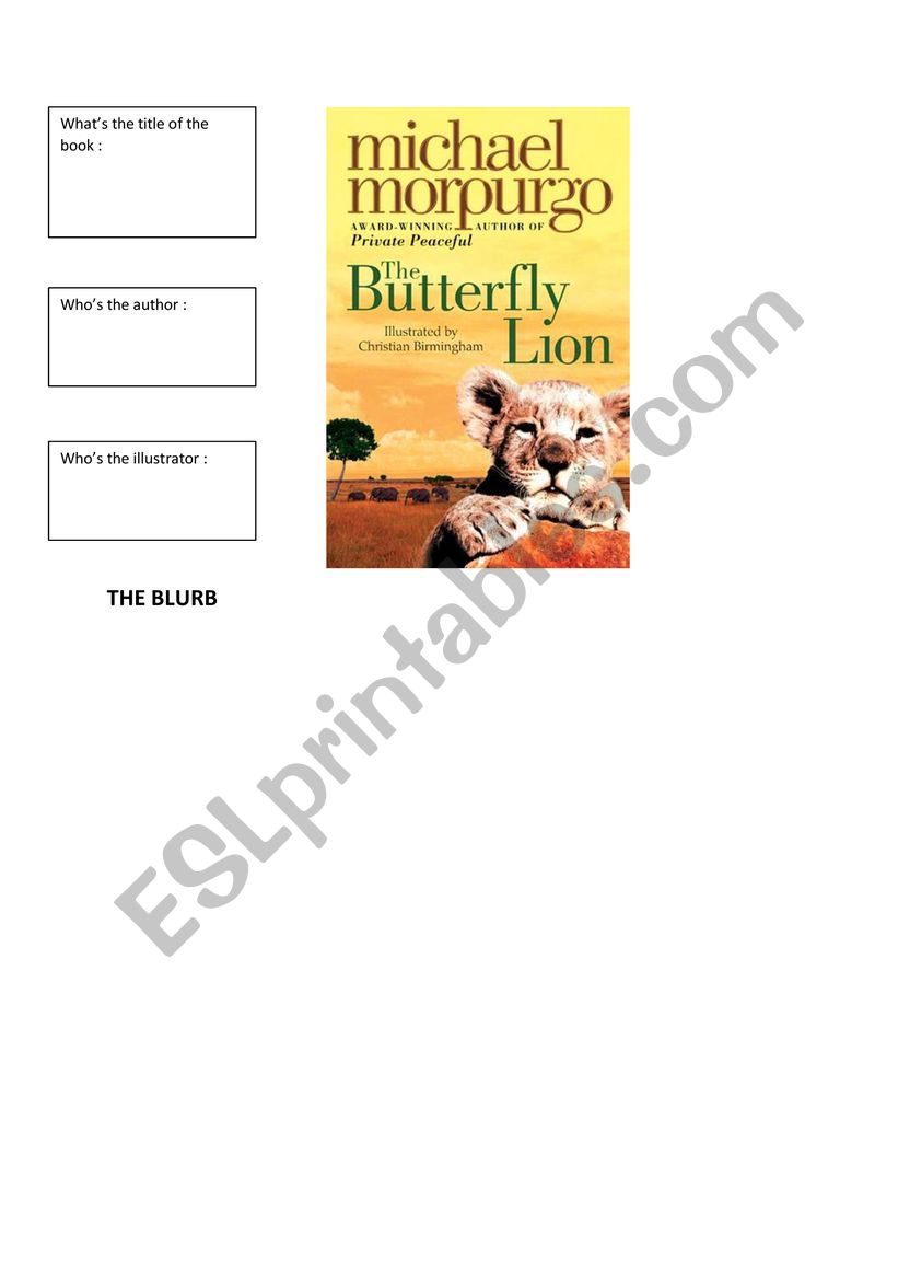 English worksheets: BUTTERFLY LION