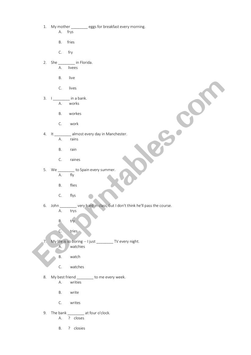 Present Simple exercises - ESL worksheet by Kairov Present Simple exercises - ESL worksheet by Kairov