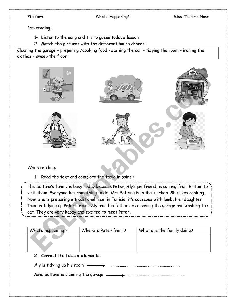 what´s happening (7th form) tunisian students - ESL worksheet by ...