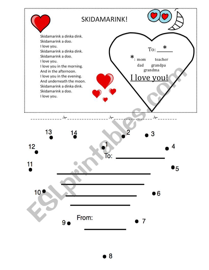 Valentine´s card and song - ESL worksheet by Pilar84