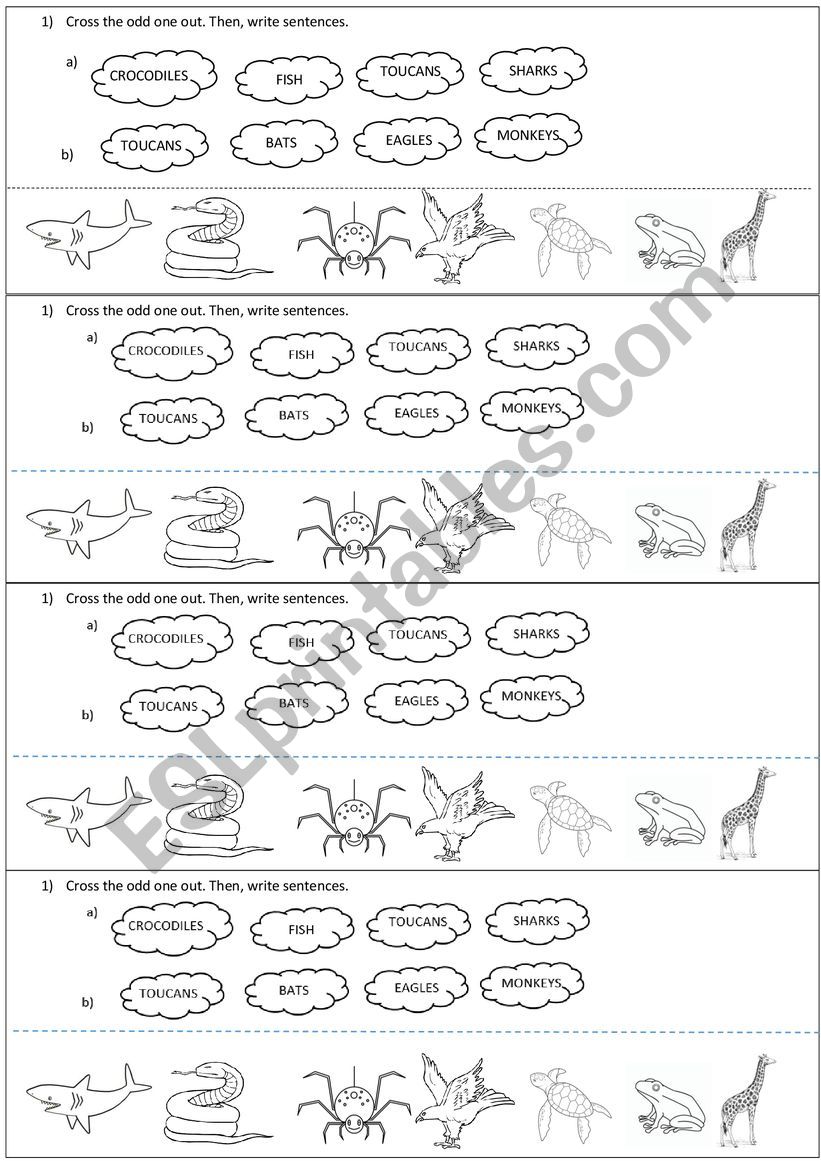 Animals can/ canï¿½t - ESL worksheet by aipi