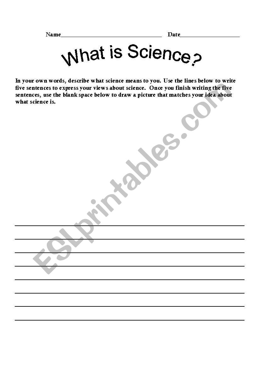 English Worksheets What Is Science 