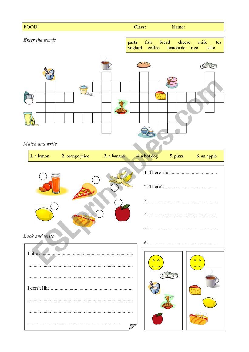 food like/donï¿½t like - ESL worksheet by lisihommer