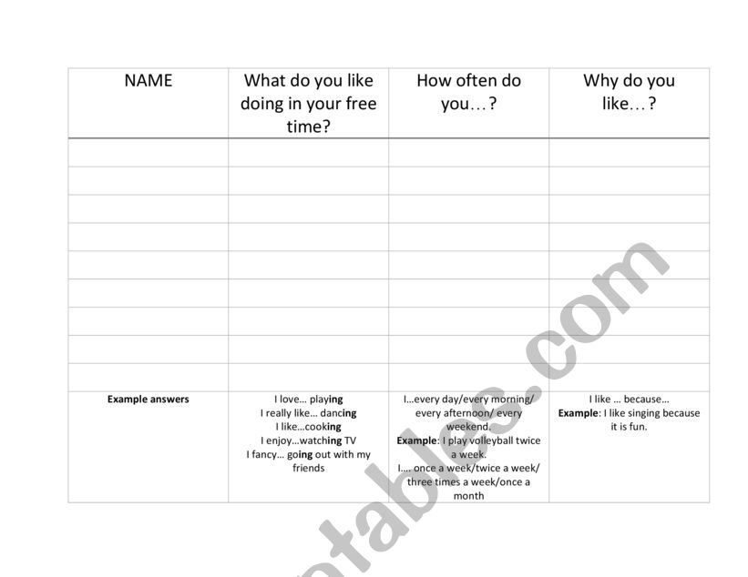 hobbies past simple and present perfect - ESL worksheet by mbmbremor