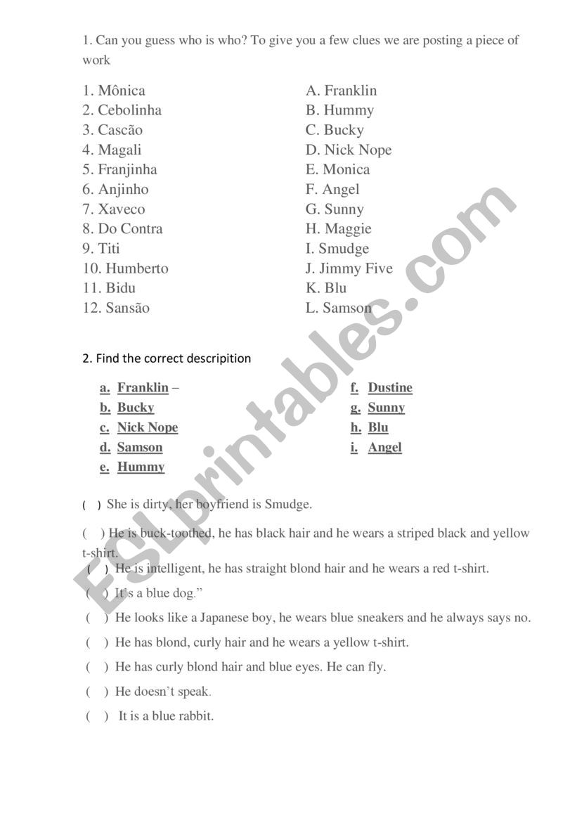 MONICA´S GANG - ESL worksheet by action